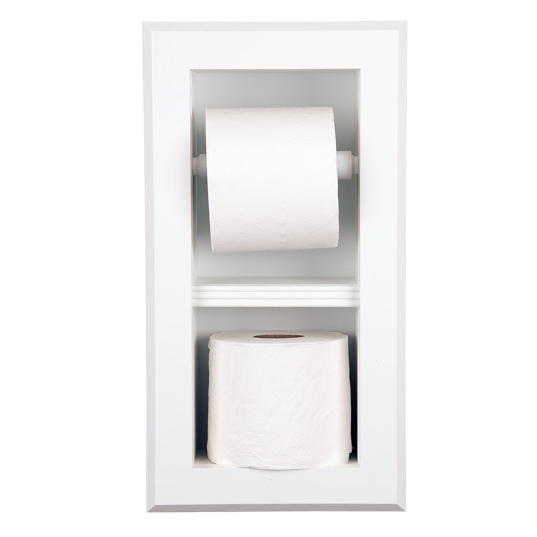 Timber Tree Cabinets BUTLER 12 WHITE Butler Double Recessed Toilet Paper Holder Finish White Enamel